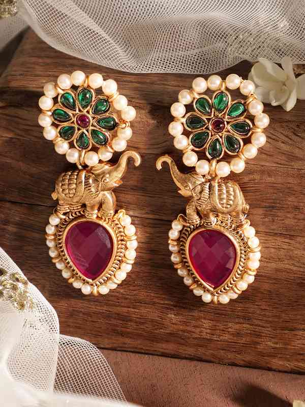 gold ruby earrings india