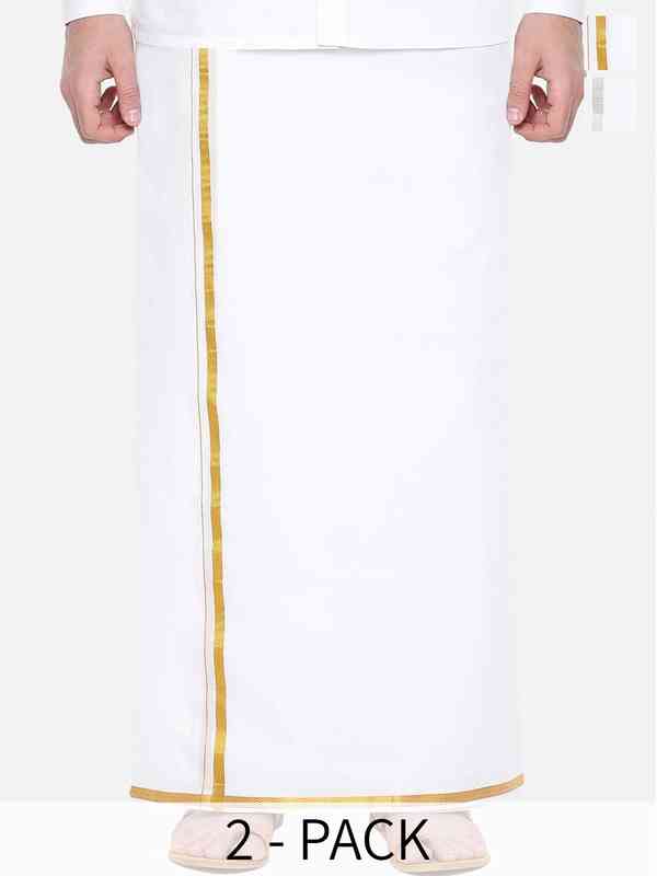 silver border dhoti