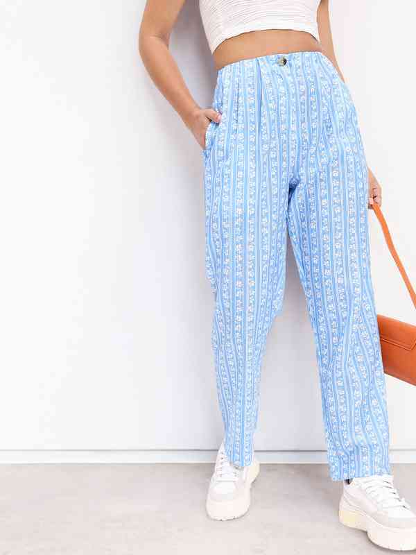 blue pattern trousers