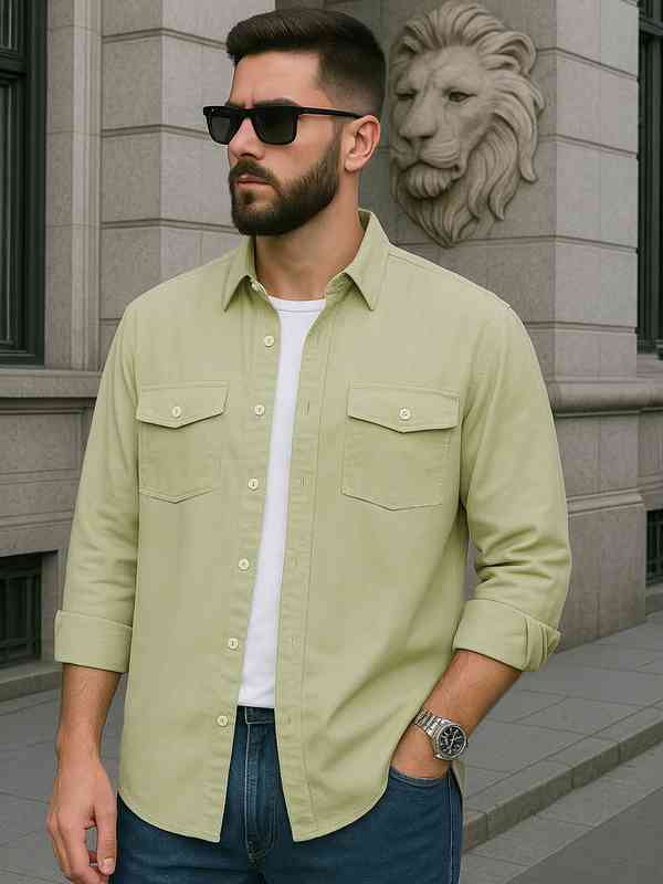 solid light green shirt
