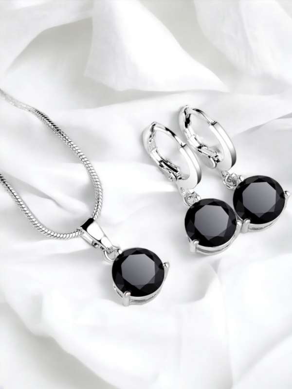 Black Jewellery Chain Pendant Earring And Set Buy Black Jewellery Chain Pendant Earring And Set online in India