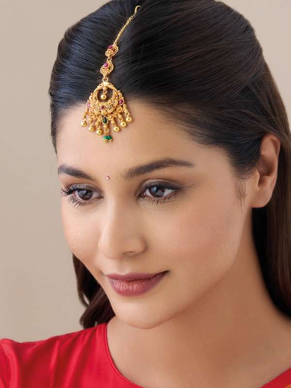 Gold plated maang tikka online shopping store