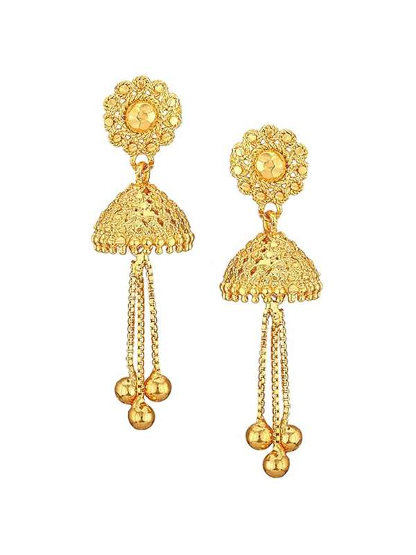 Gold Brass Jhumkas Buy Gold Brass Jhumkas online in India