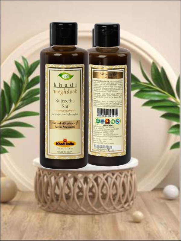 Buy KHADI MEGHDOOT Set Of 2 Ayurvedic Satreetha Shampoo Extracts Of Amla Reetha 210ml Each Shampoo for Unisex 30218131 Myntra