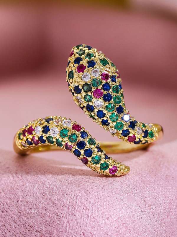 Bandhan Multicolored Golden Gold Plated Finger Ring Buy Bandhan Multicolored Golden Gold Plated Finger Ring online in India