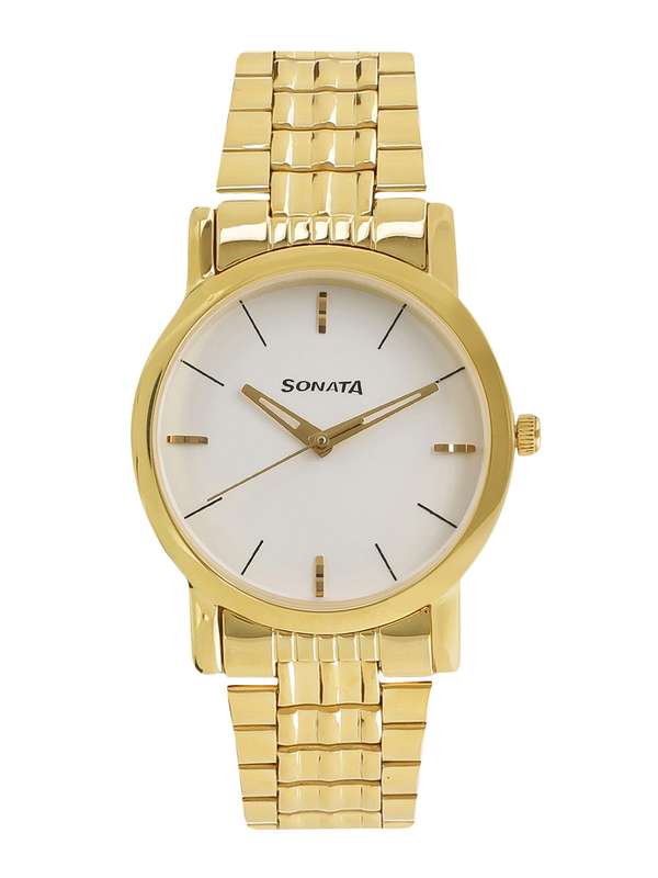 Sale > sonata watch ladies golden > in stock