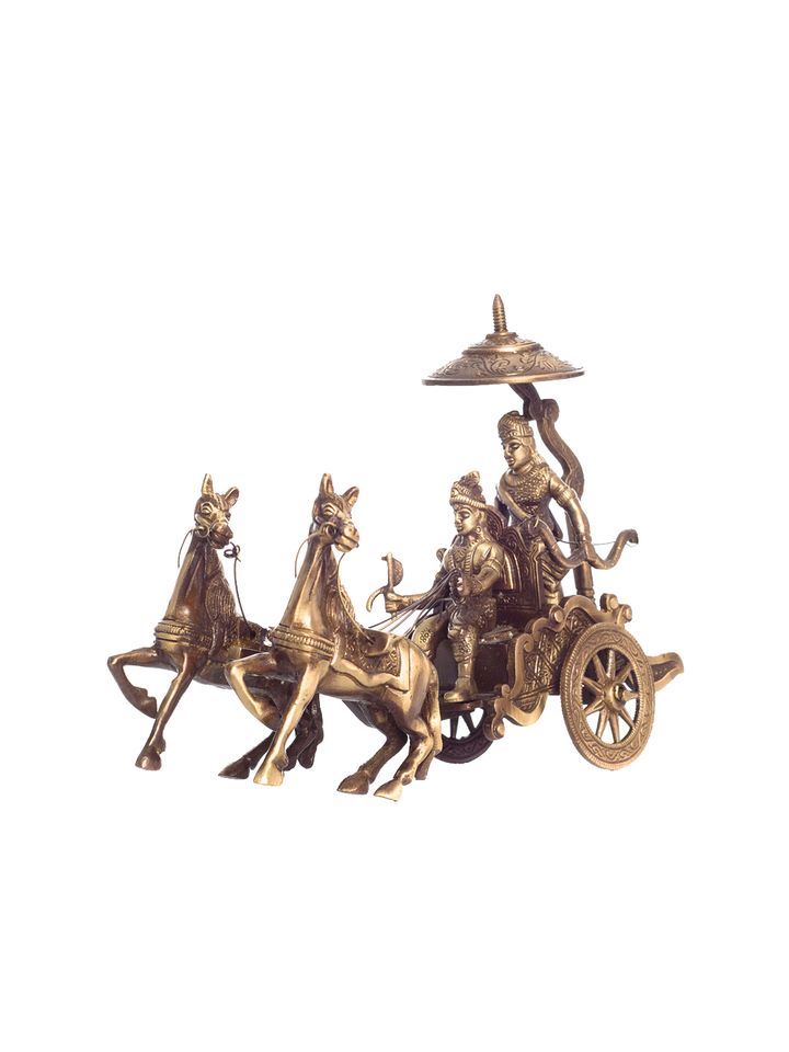 Home & Living Brown Krishna Arjuna Rath Showpiece Statues Home Décor ...