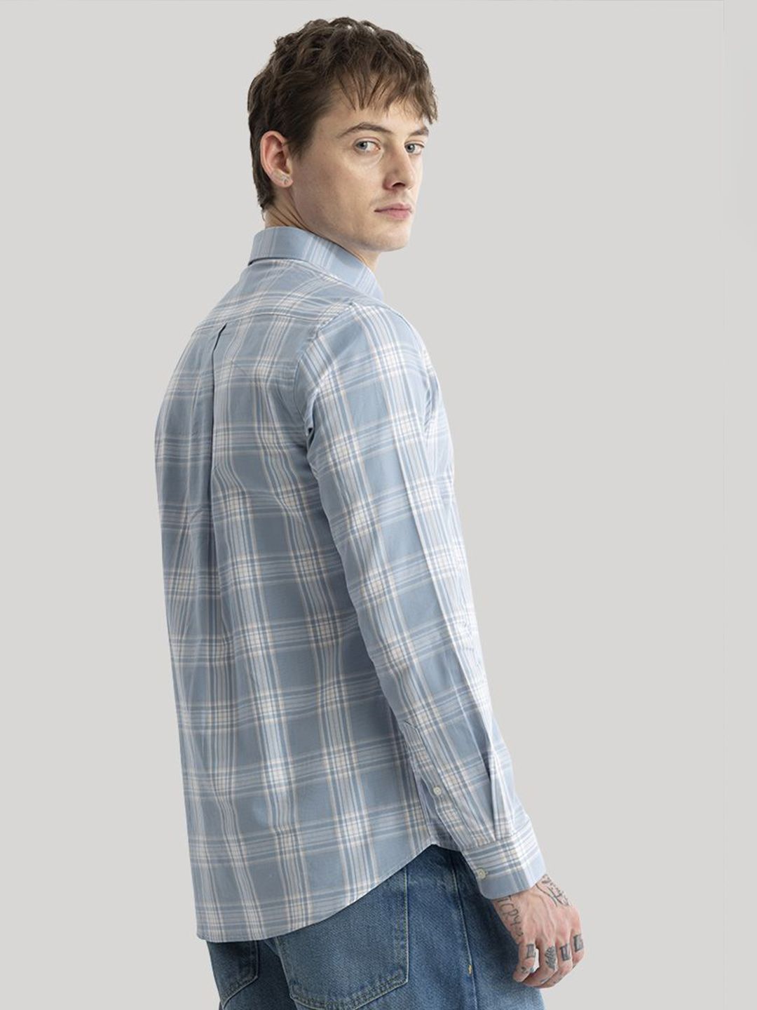 Price History - Snitch Men Smart Slim Fit Tartan Checks Button-Down ...