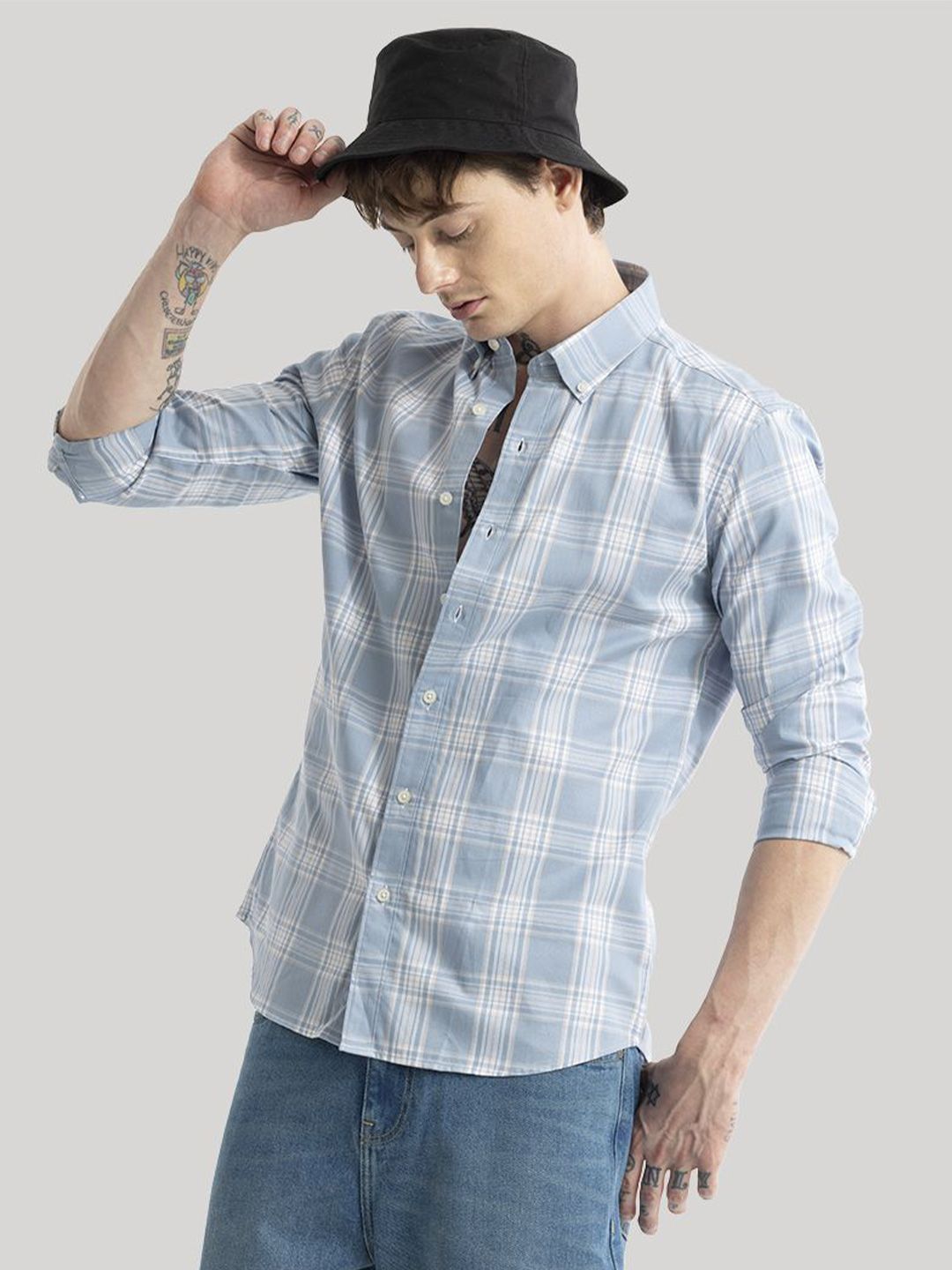 Price History - Snitch Men Smart Slim Fit Tartan Checks Button-Down ...