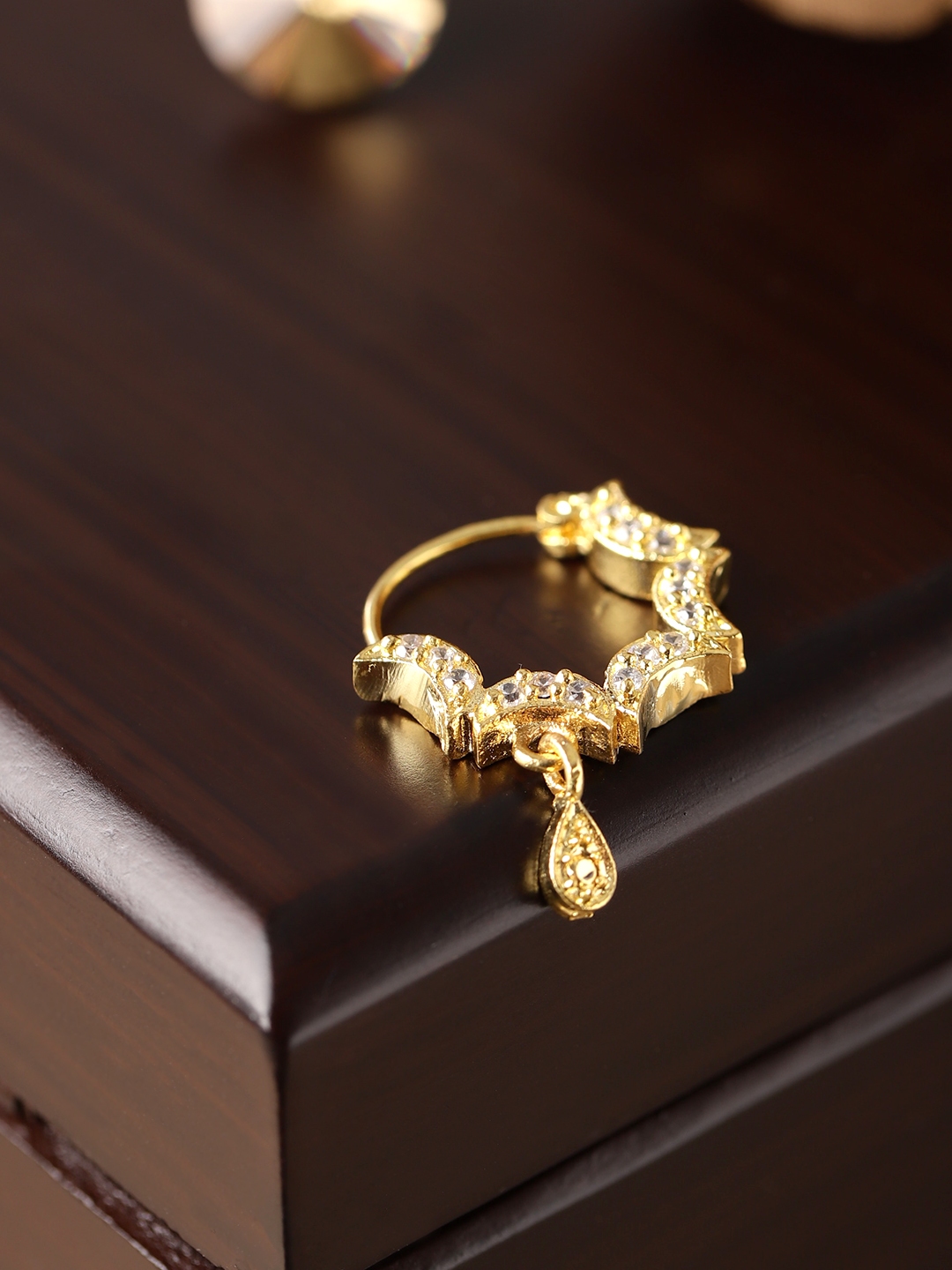Buy Priyaasi Gold Plated American Diamond Studded Nose Ring Nosepin for Women 10590692 Myntra