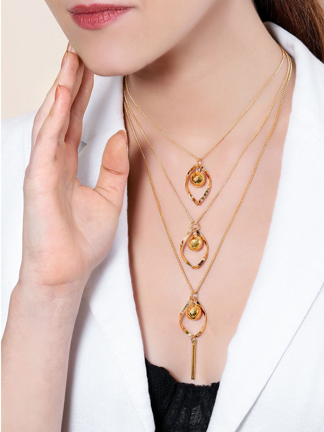 Buy Rubans Gold Plated Multi Layer Necklace Necklace and Chains for Women 11682544 Myntra
