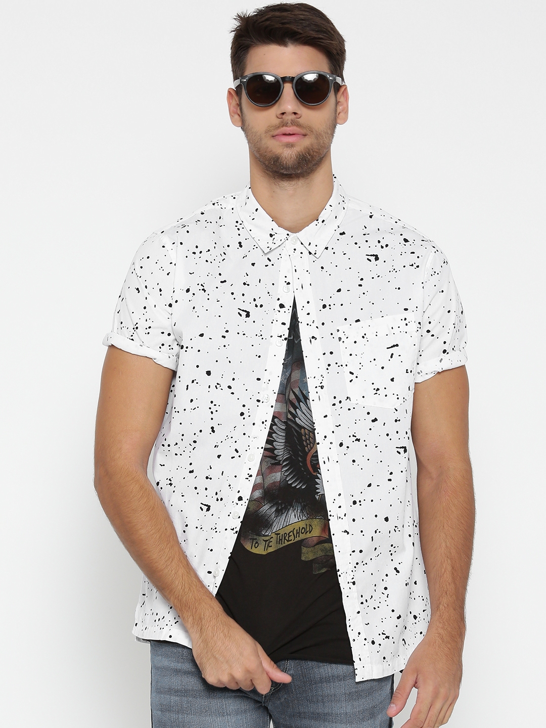 Buy FOREVER 21 Men White Black Printed Casual Shirt Shirts for Men 2098934 Myntra