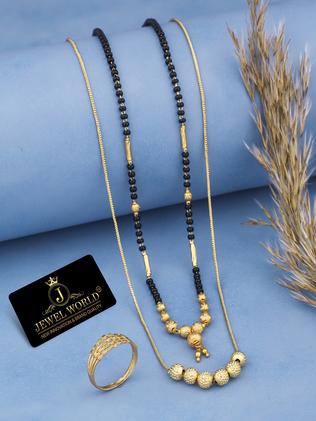 Buy JEWEL WORLD Set Of 3 Gold Plated Mangalsutra Chain With Ring Mangalsutra for Women 23313532 Myntra