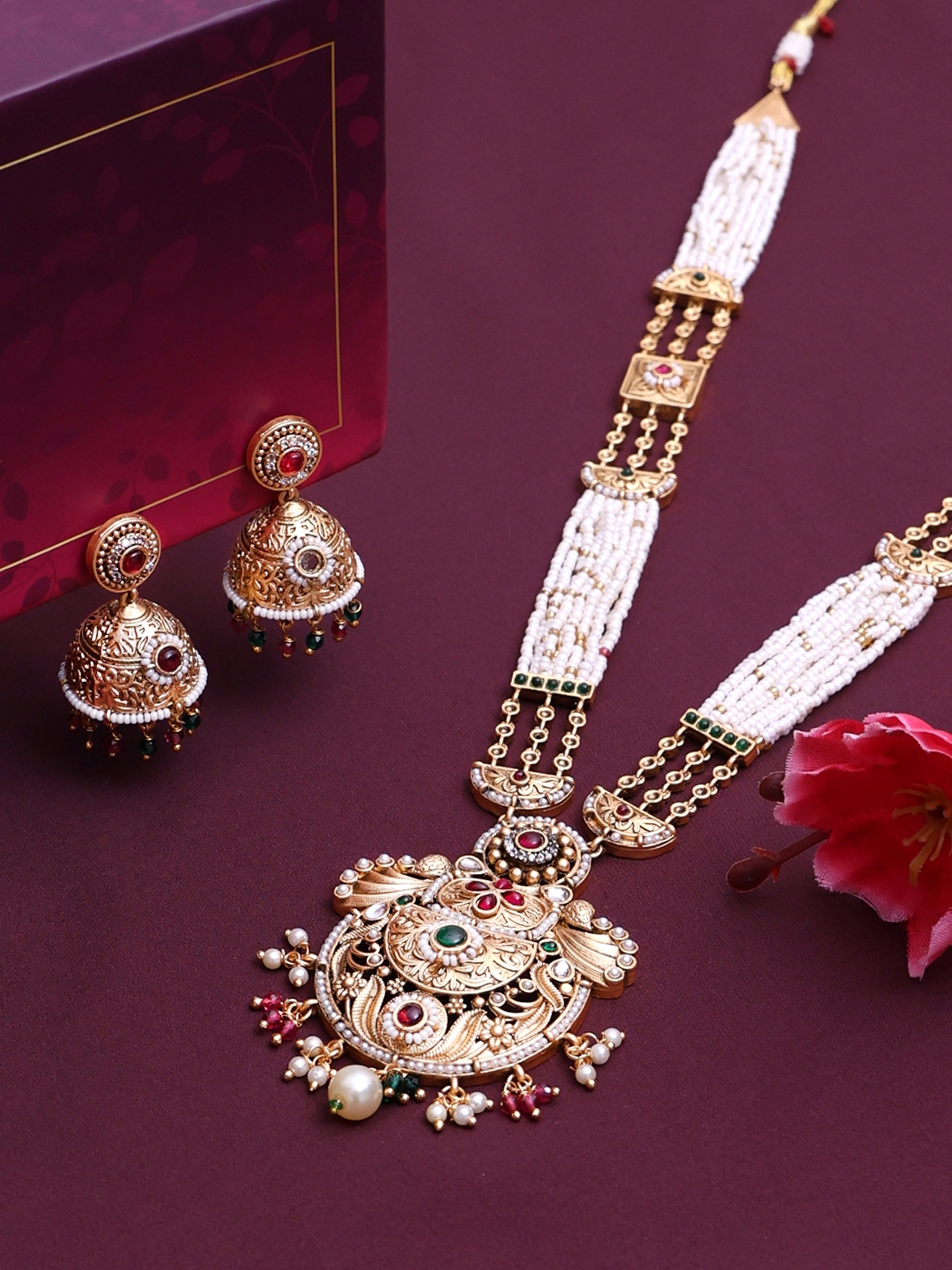 Buy PANASH Gold Plated Stone Studded Beaded Jewellery Set Jewellery Set for Women 29310670 Myntra