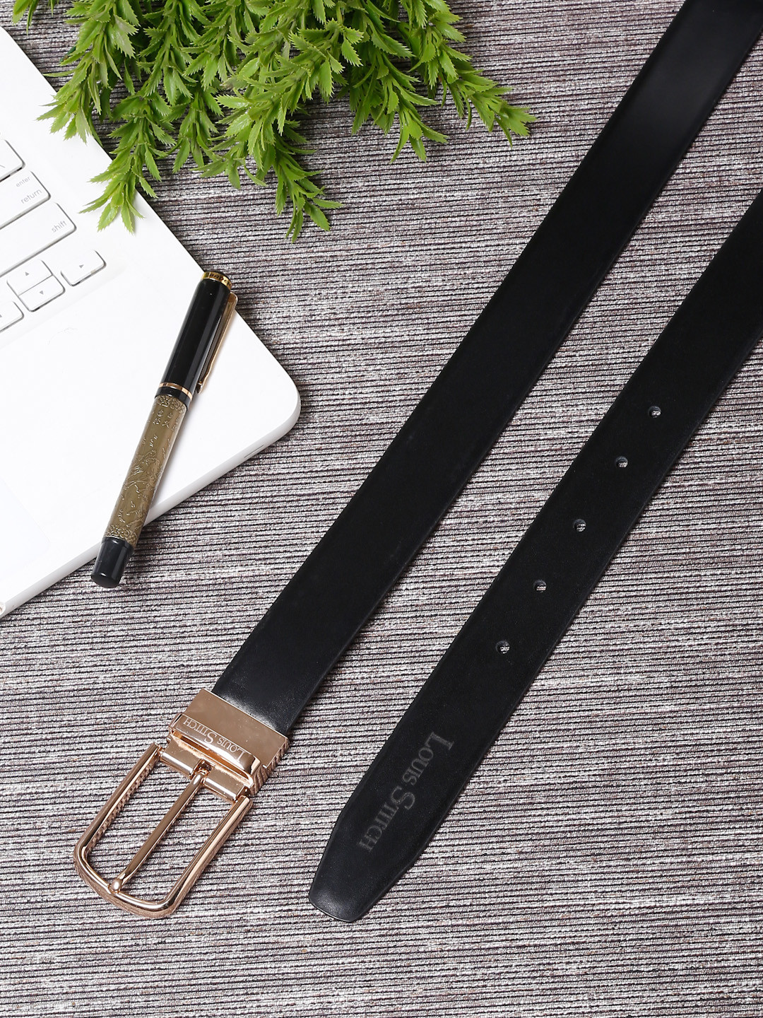 LOUIS STITCH Men Black Leather Formal Belt - buy at the price of $14.06 ...