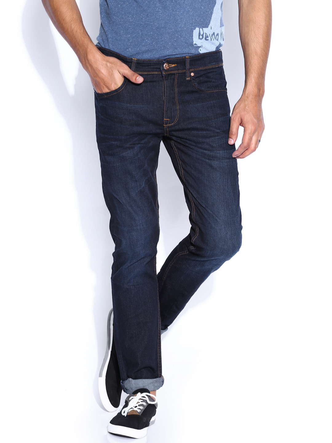 Buy Being Human Navy Skinny Fit Stretchable Jeans - Jeans for Men ...