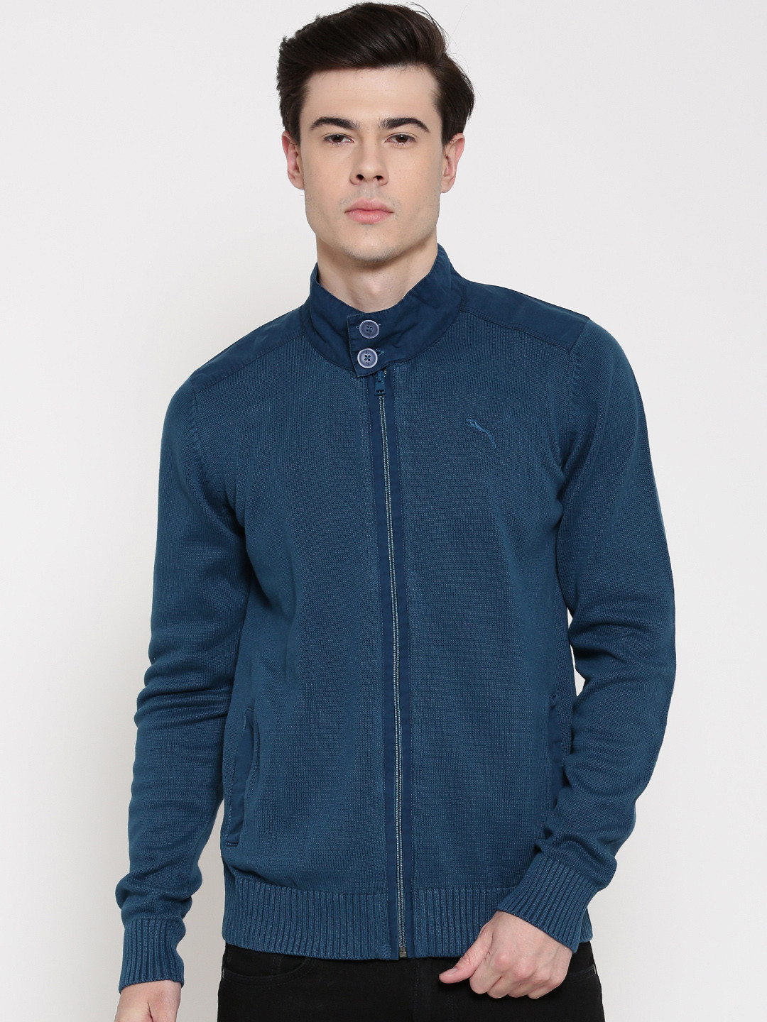 Buy Puma Men Blue Solid Cardigan - Sweaters for Men 1002200 | Myntra