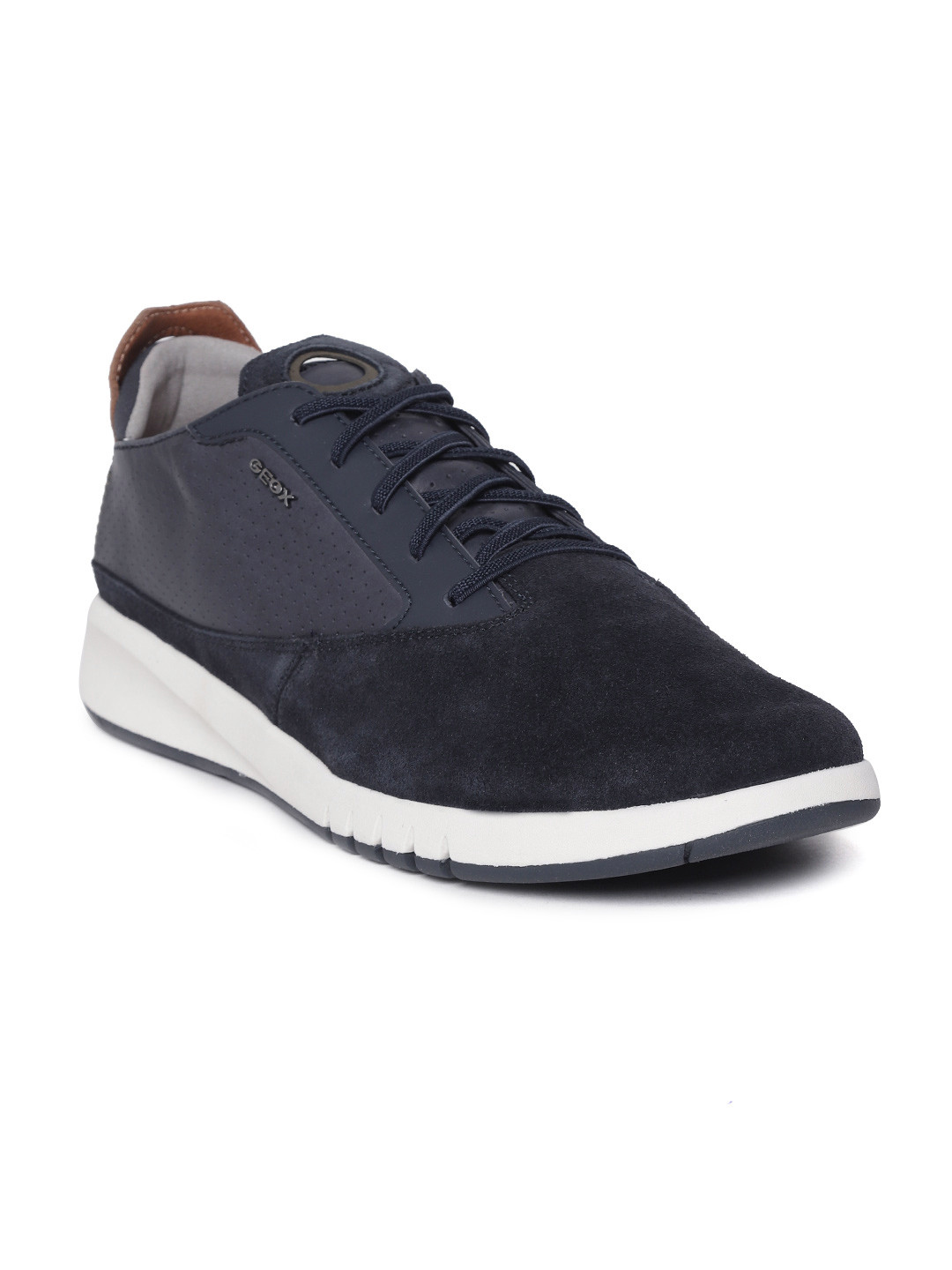Buy Geox Men Navy Blue Leather Perforated Sneakers - Casual Shoes for ...