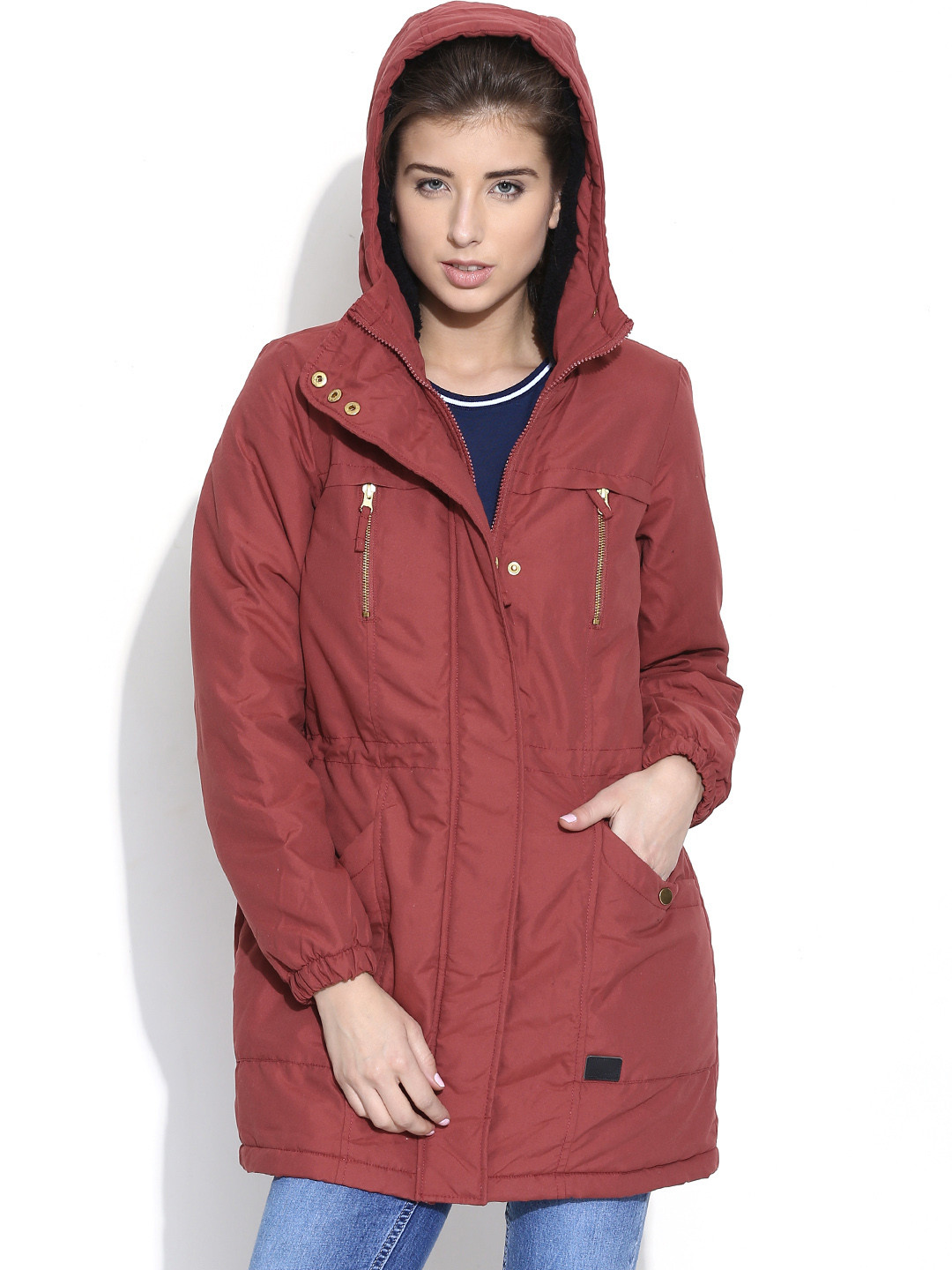 Buy Vero Moda Women Brick Red Hooded Jacket - Jackets for Women 1005500 ...