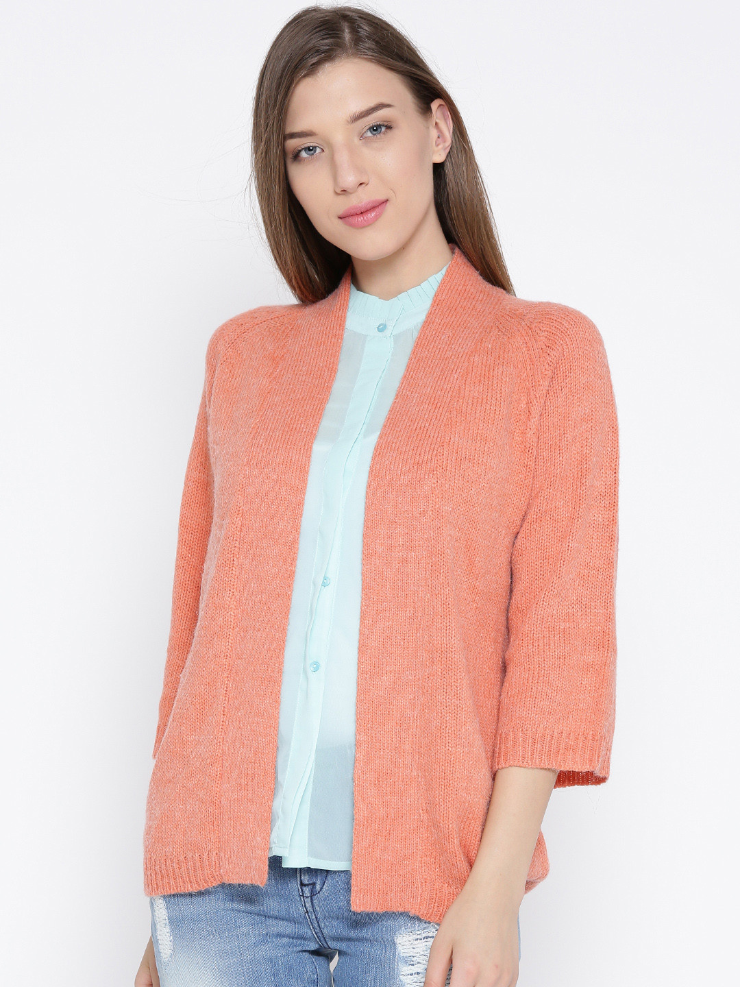 Buy Vero Moda Coral Orange Shrug - Shrug for Women 1005535 | Myntra