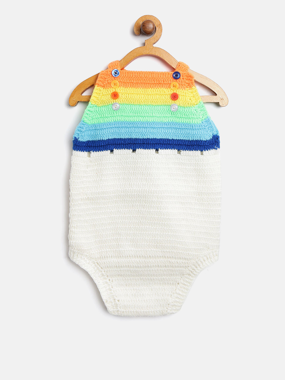 Buy CHUTPUT Kids White & Blue Self Striped Woollen Bodysuit - Bodysuit ...