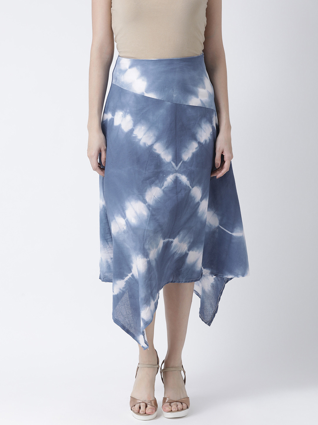 Buy Pinwheel Women White & Blue Dyed A Line Midi Skirt - Skirts for ...