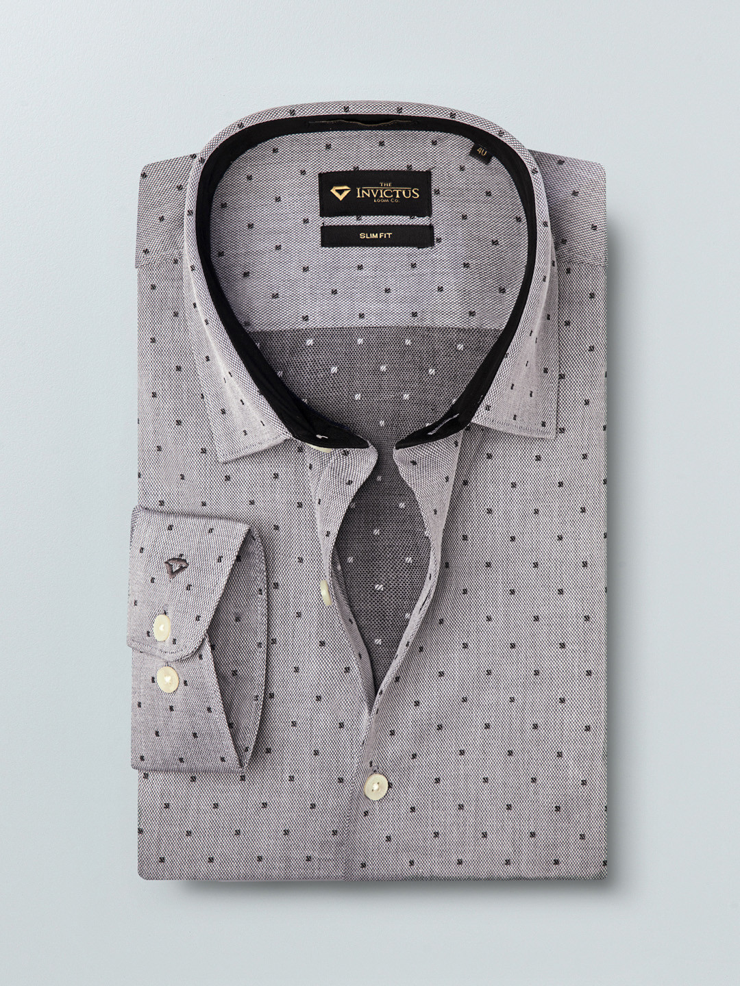 Buy INVICTUS Men Grey Slim Fit Self Design Formal Shirt - Shirts for ...