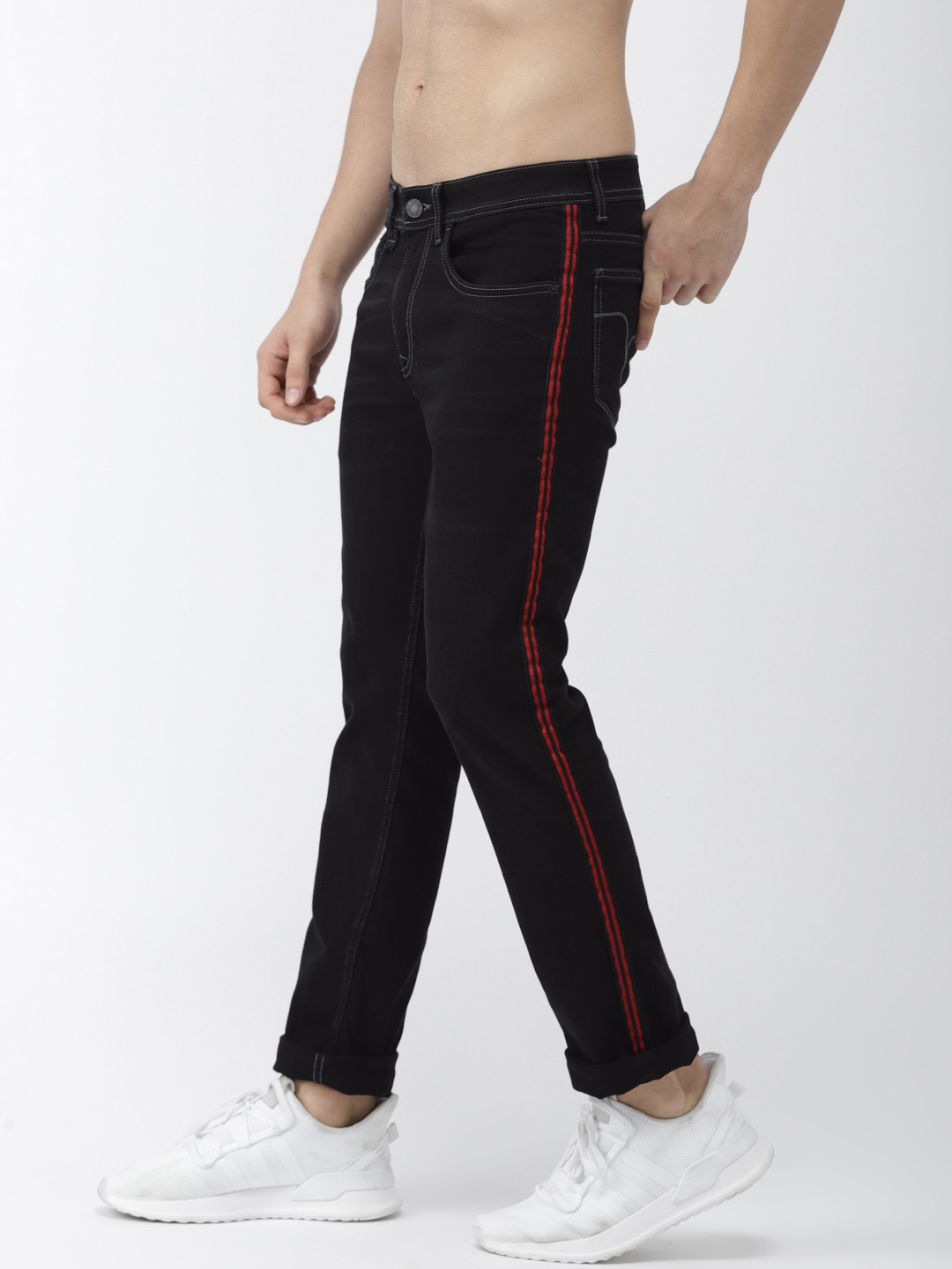 Buy Flying Machine Men Black Michael Slim Tapered Fit Mid Rise Clean ...