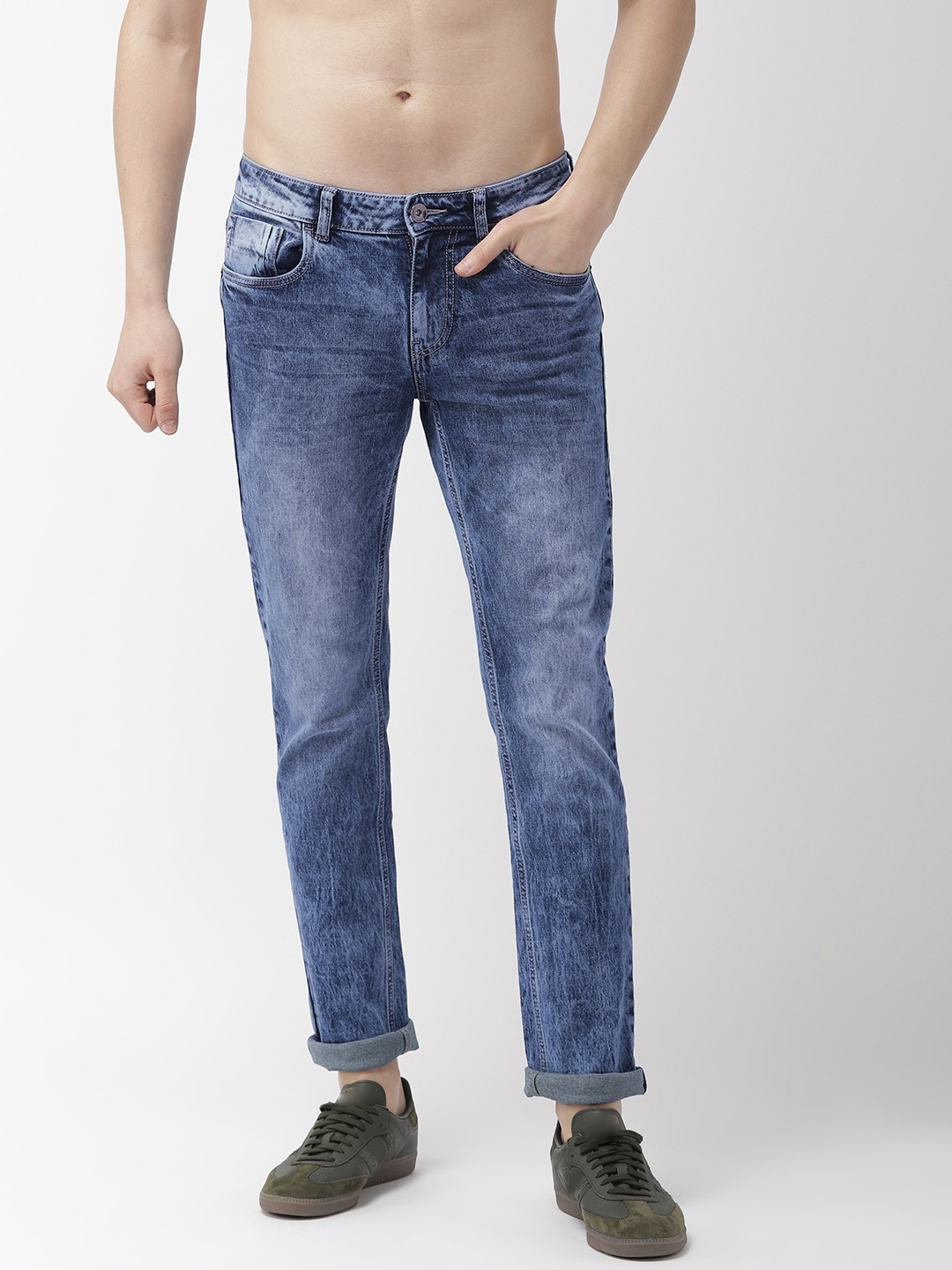 Buy Flying Machine Men Blue Slim Tapered Michael Fit Mid Rise Clean ...