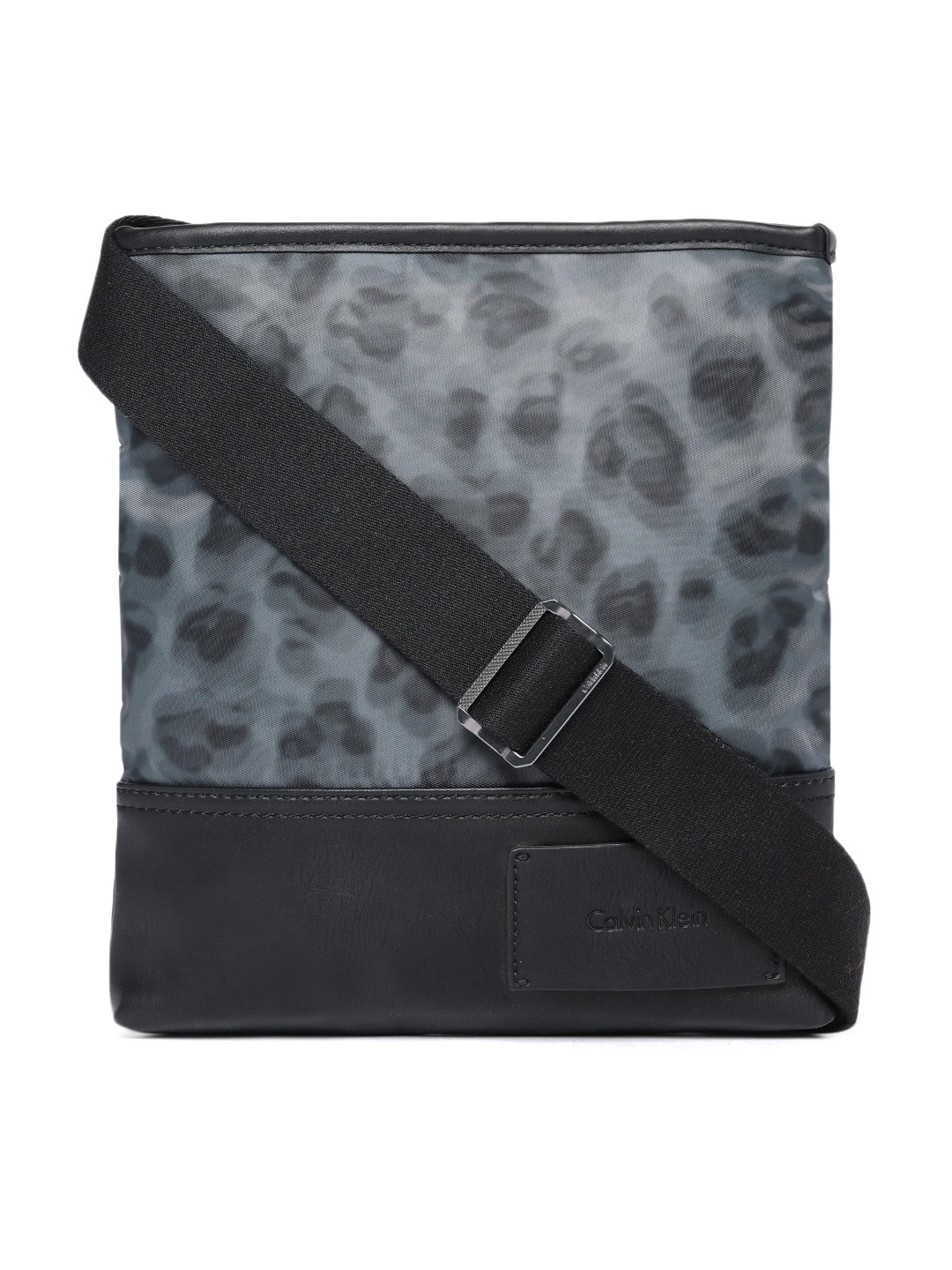 Buy Calvin Klein Men Grey & Black Printed Messenger Bag - Messenger Bag ...