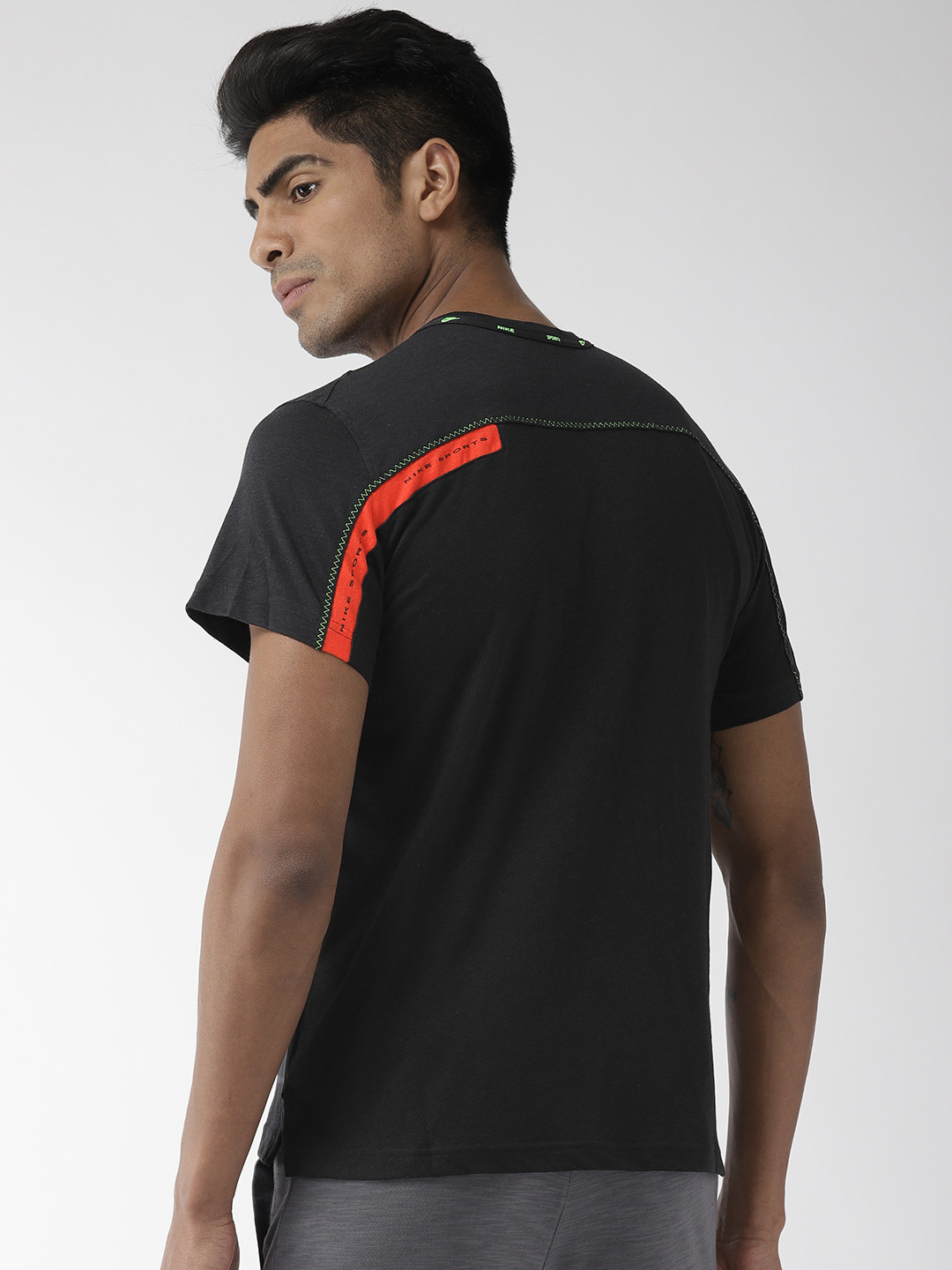 Buy Nike Men Black Solid Standard Fit SS PX DRI FIT Training T Shirt ...