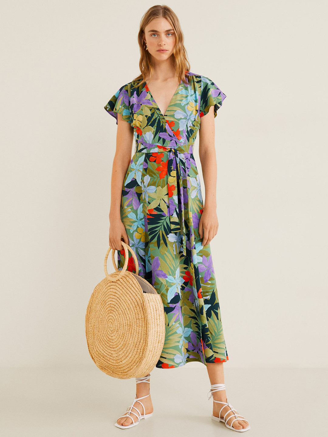 Buy MANGO Women Multicoloured Floral Print Maxi Wrap Dress - Dresses ...