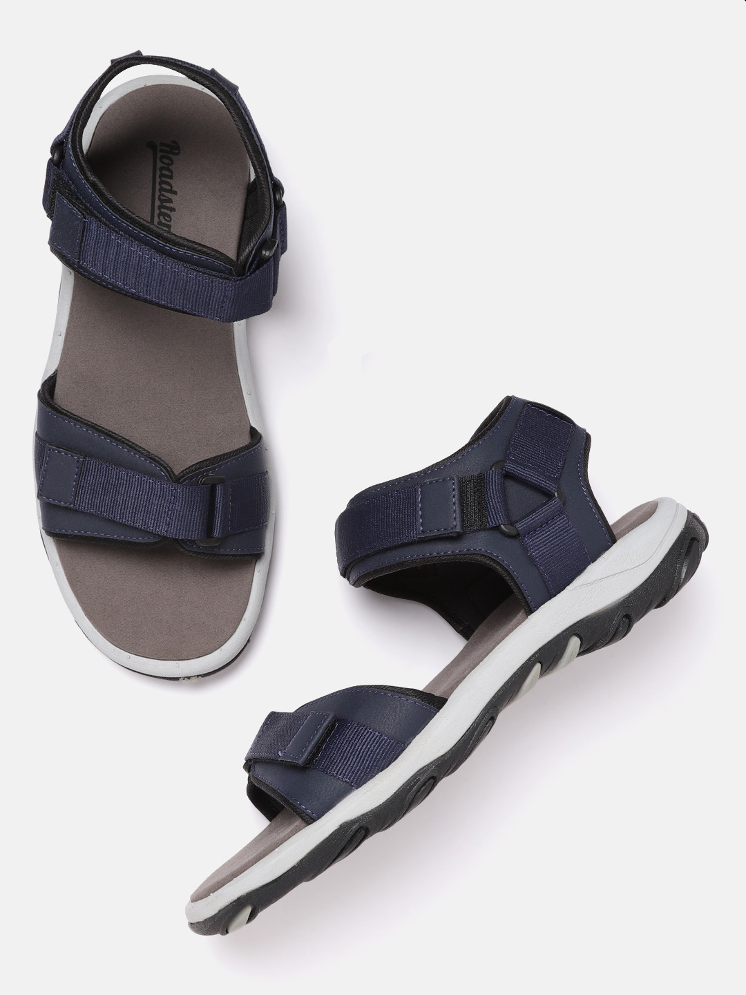 Buy Roadster Men Navy Blue Solid Sports Sandals - Sandals for Men ...