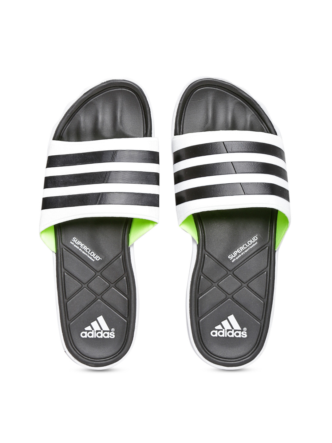 Buy ADIDAS Men Off White & Black Adipure Slide Flip Flops - Flip Flops ...