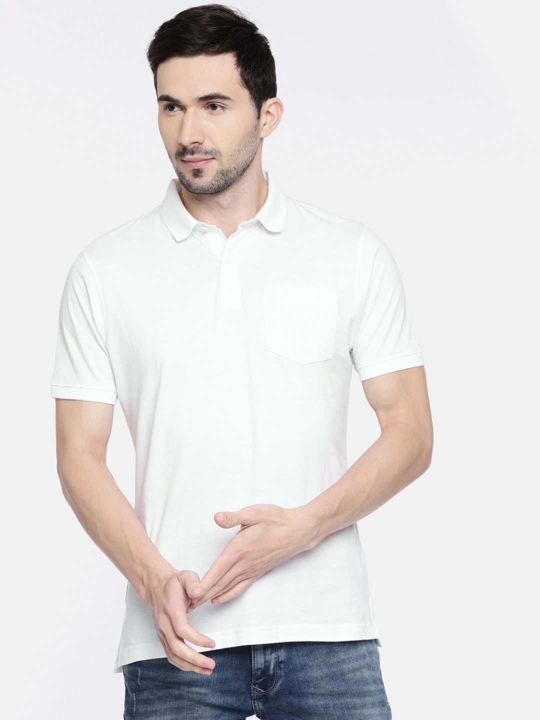 Buy Parx Men White Solid Polo Collar T Shirt Tshirts For Men 10203123