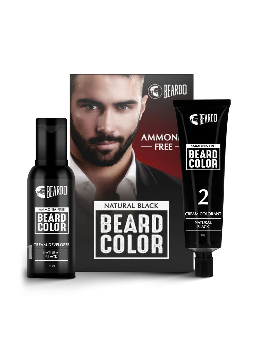 Buy BEARDO Men Ammonia Free Natural Black Beard Colour 30ML+30GM - Hair ...