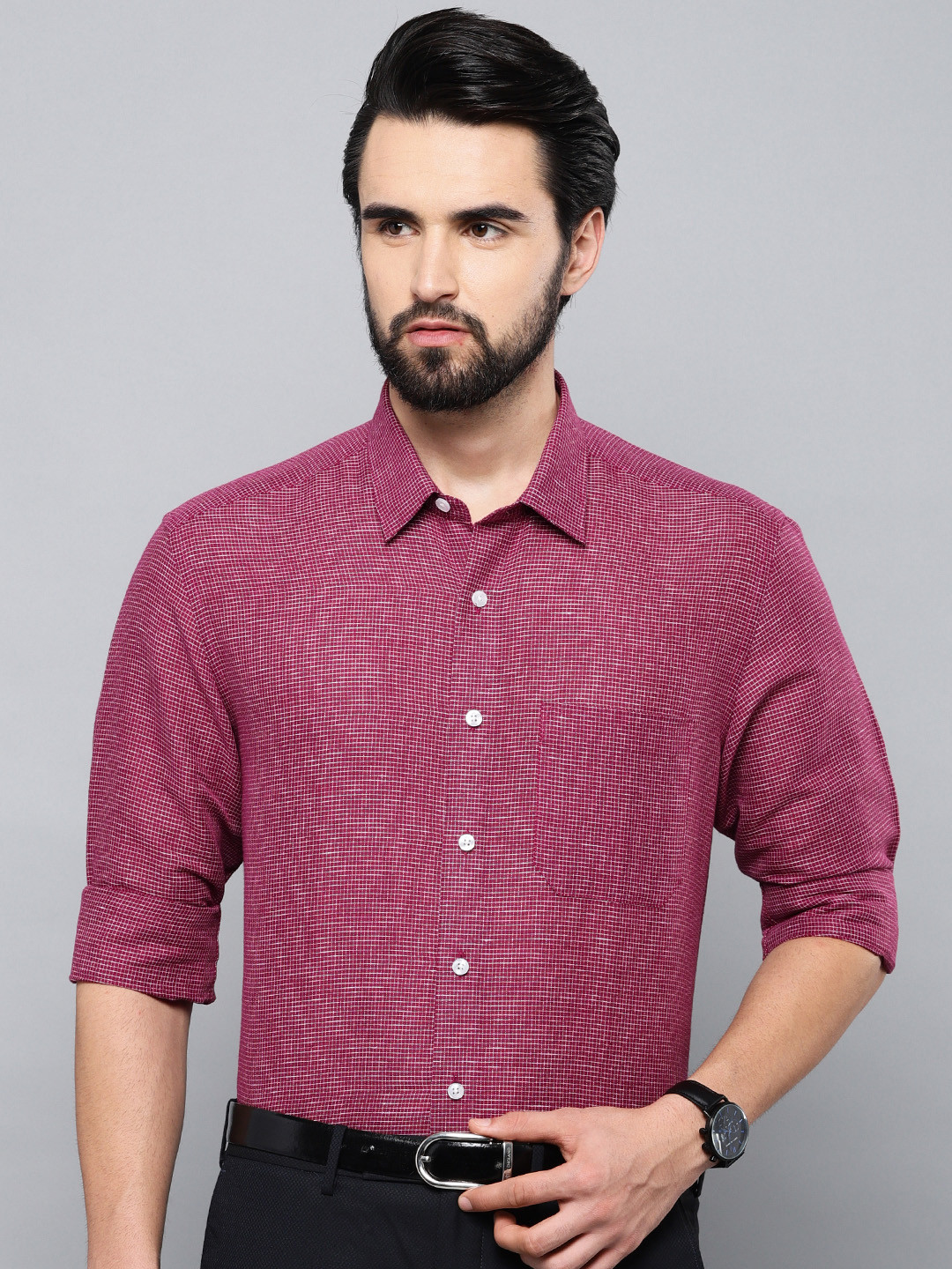 Buy Louis Philippe Men Red Slim Fit Checked Formal Shirt - Shirts for ...