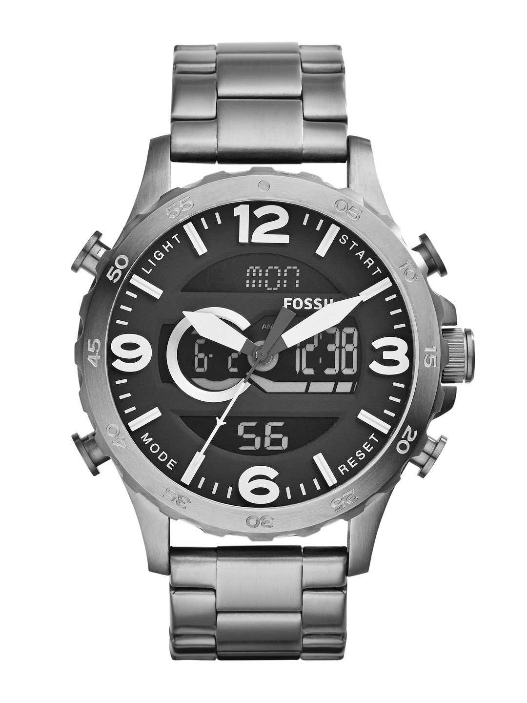 Buy Fossil Men Silver Toned Analogue & Digital Watch JR1491 - Watches ...