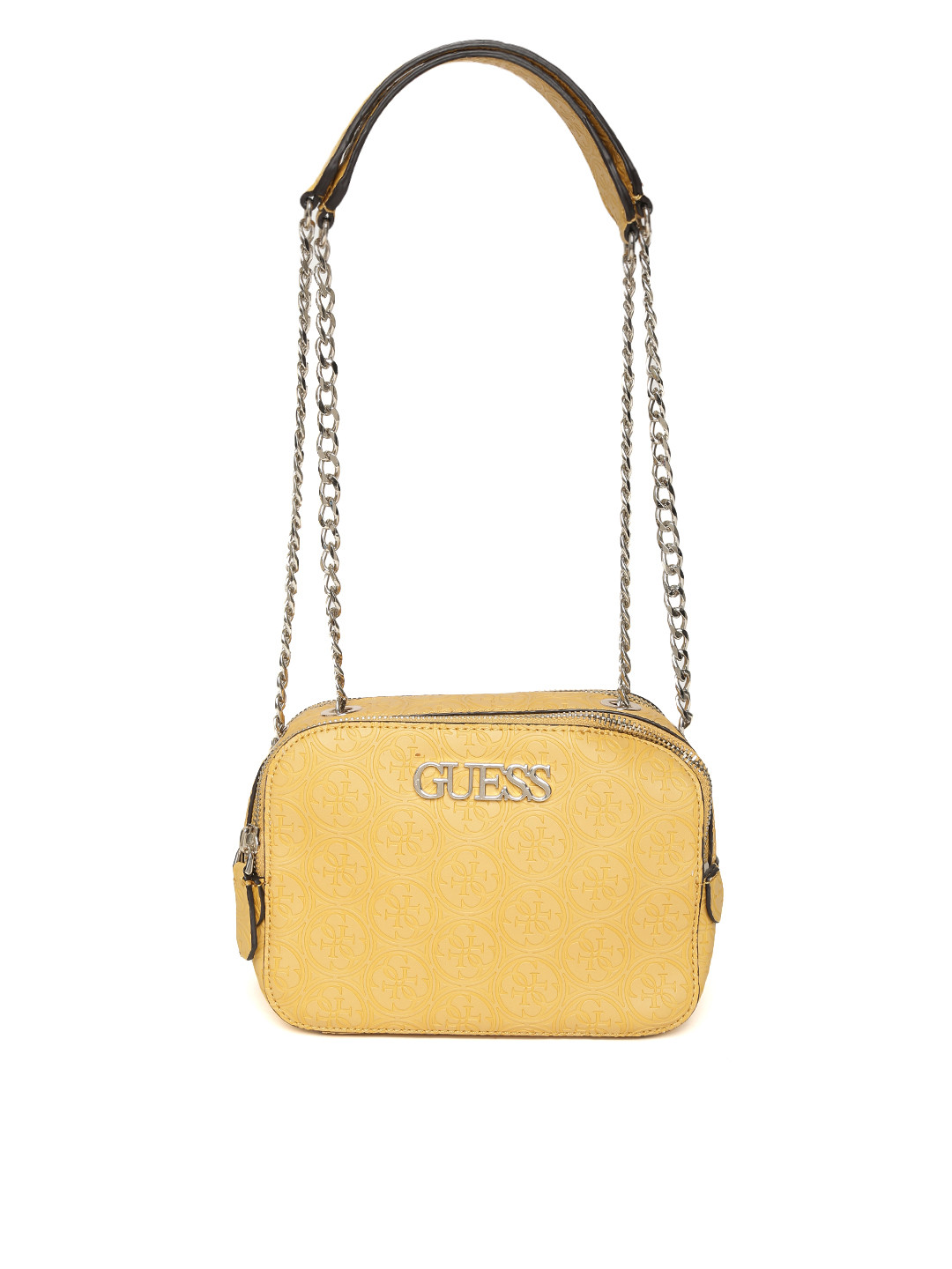 Buy GUESS Mustard Yellow Textured Shoulder Bag - Handbags for Women ...