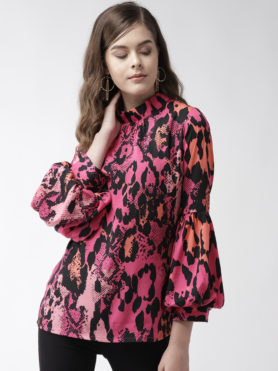 Buy PlusS Studio Pink & Black Snakeskin Print Top - Tops for Women ...