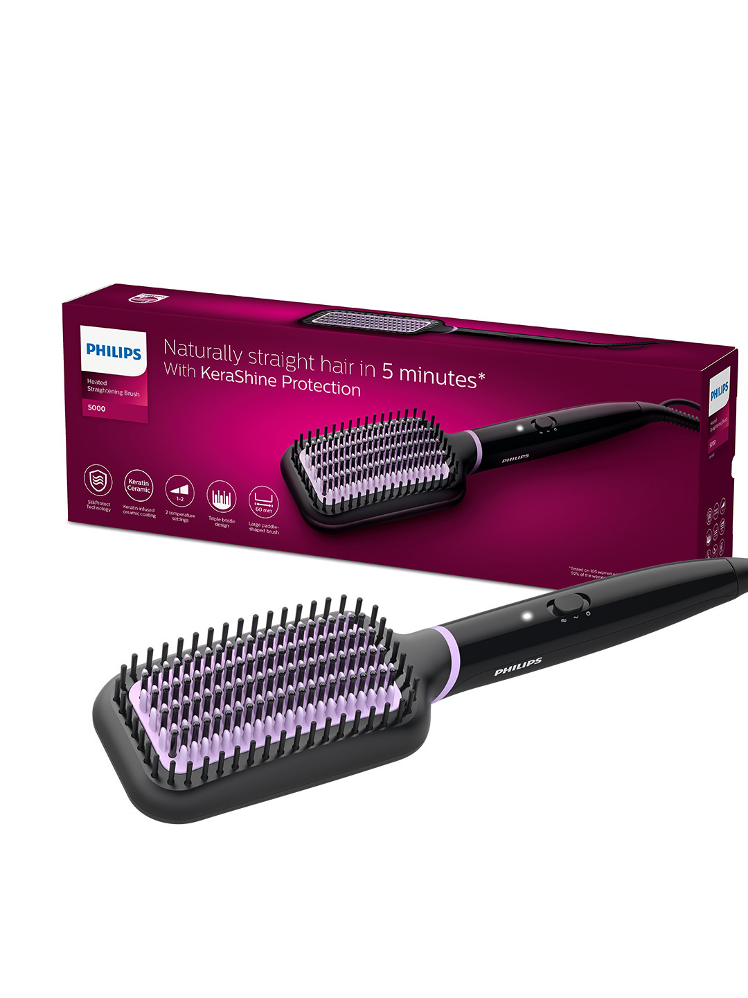 Buy Philips BHH880/10 Heated Hair Straightener Brush With ThermoProtect ...