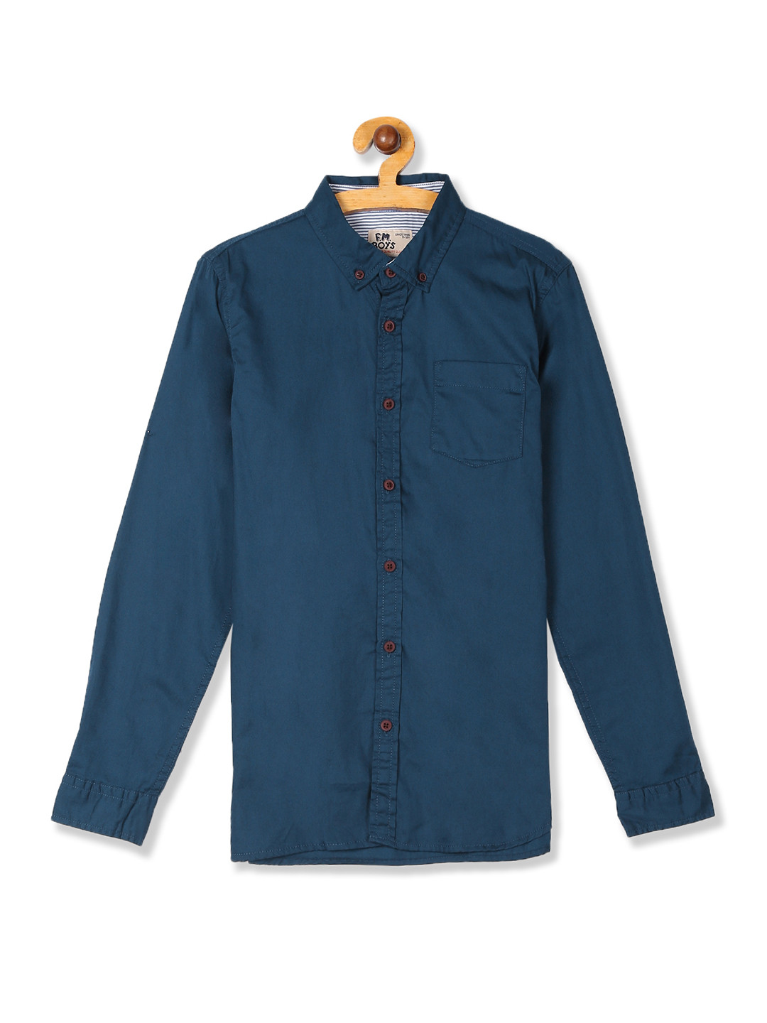 Buy Flying Machine Boys Navy Blue Regular Fit Solid Casual Shirt ...