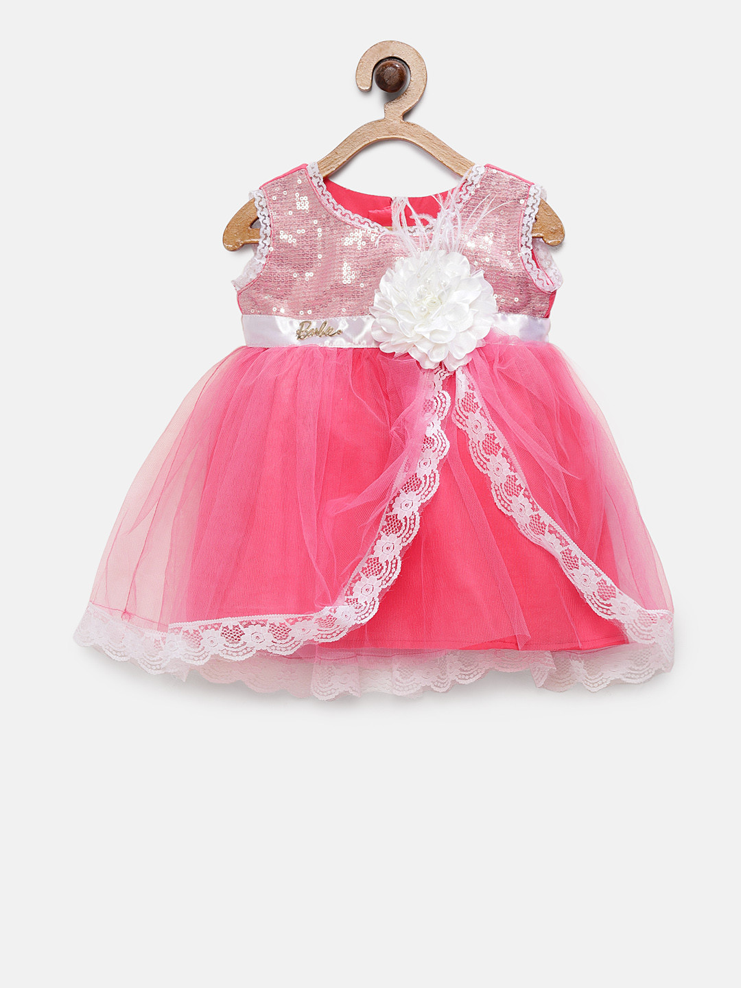 Buy Barbie By Many Frocks & Girls Pink Fit And Flare Dress - Dresses ...