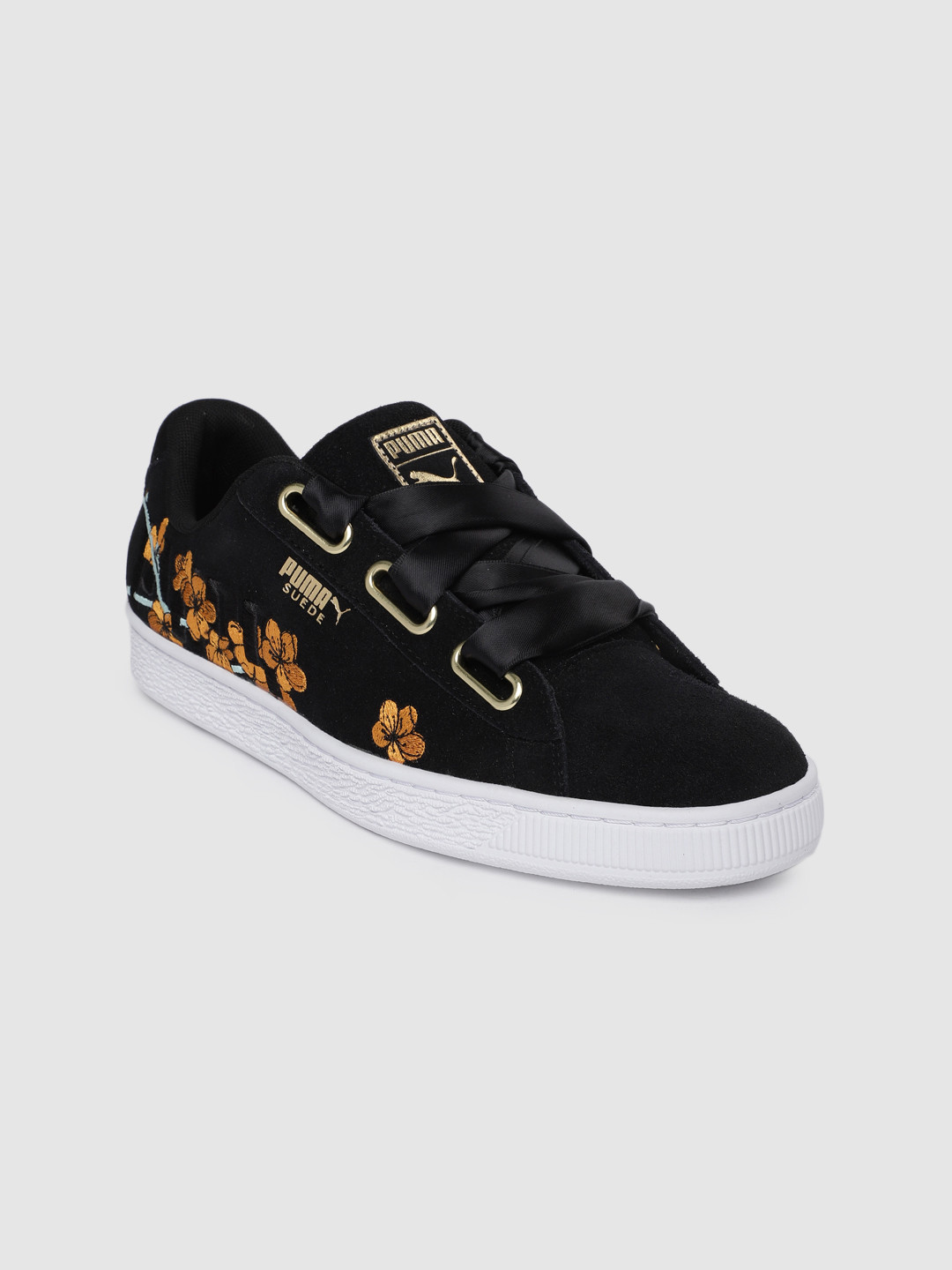 Buy Puma Women Black Embroidered Suede Heart Floral Sneakers - Casual ...