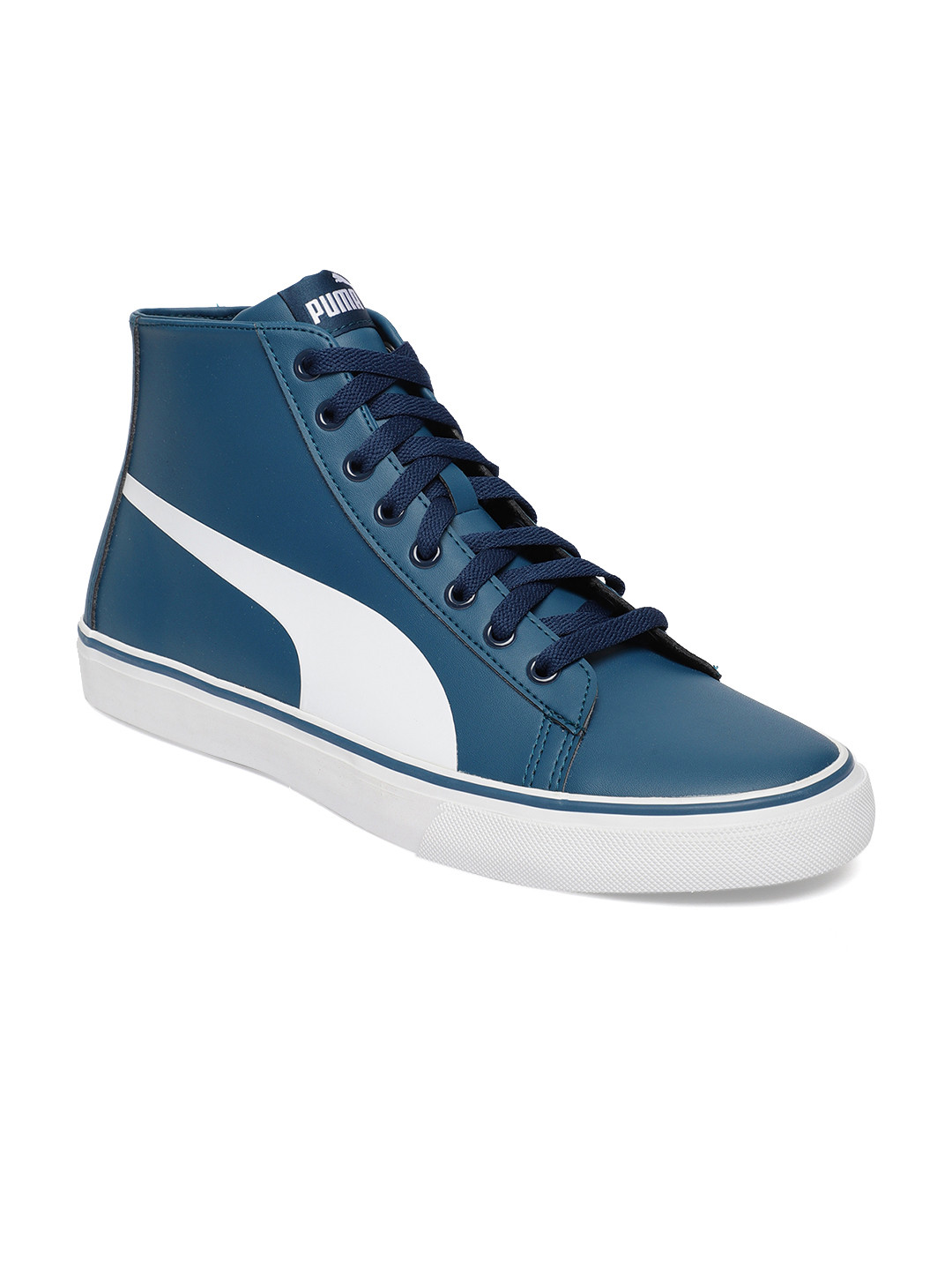 Buy Puma Men Navy Blue White Colourblocked Carve SL Mid Top Sneakers ...