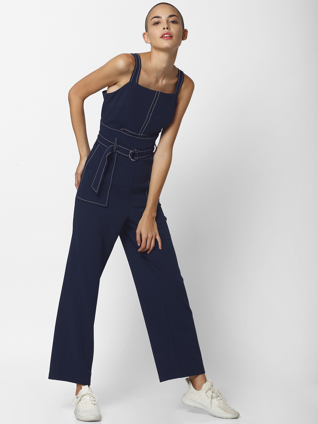 Buy ONLY Women Navy Blue Solid Basic Jumpsuit - Jumpsuit for Women ...