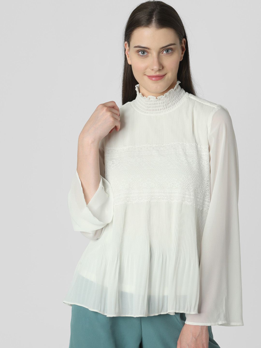 Buy Vero Moda Women White Self Design Top - Tops for Women 10275175 ...