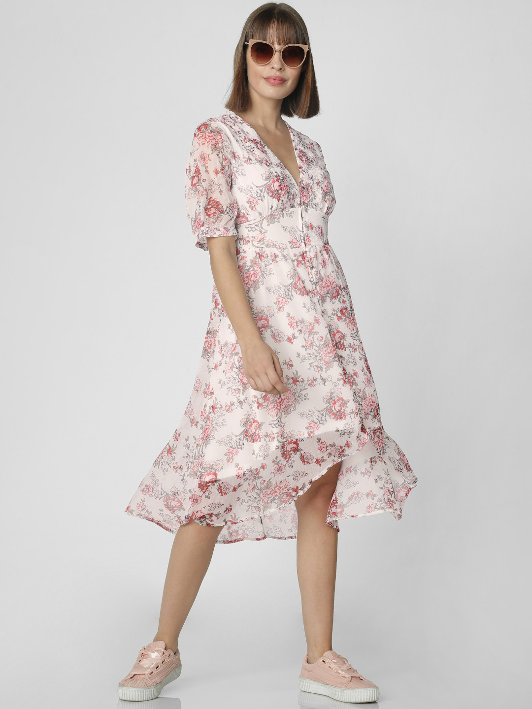 Buy Vero Moda Women Multicoloured Floral Printed A Line Dress - Dresses ...