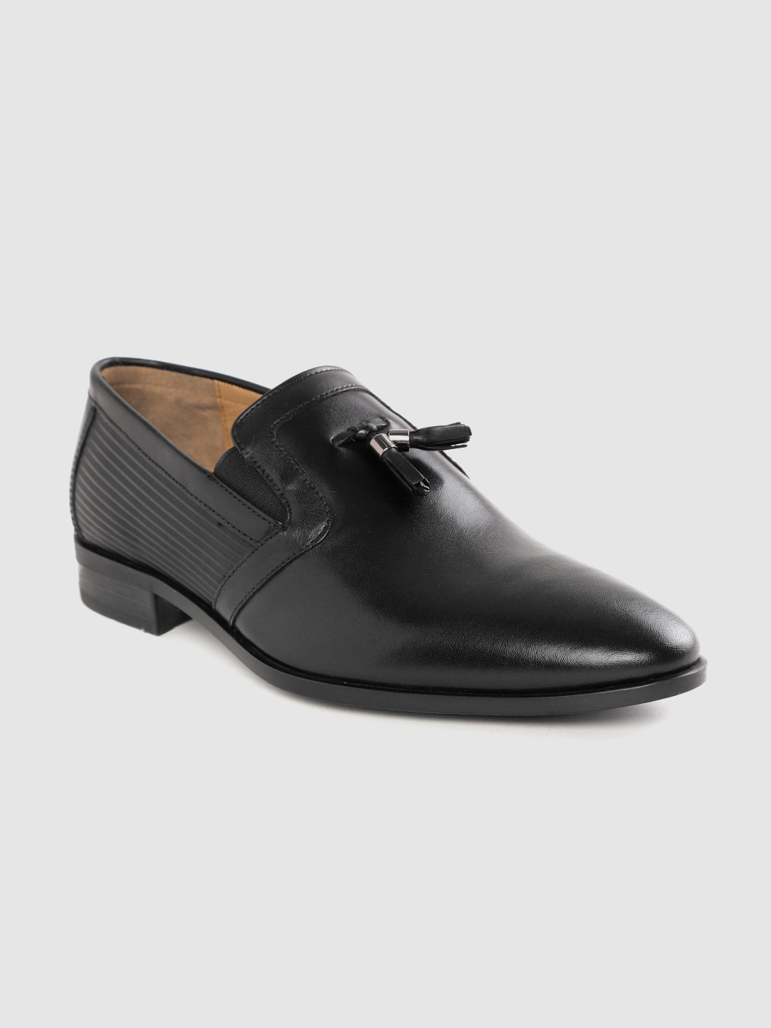 Buy Louis Philippe Men Black Leather Semiformal Slip Ons - Formal Shoes ...