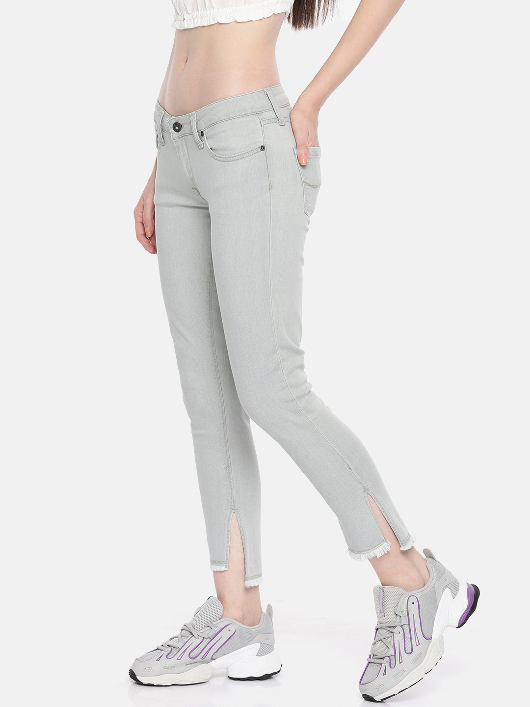 Buy Pepe Jeans Women Grey Clair Lola Slim Fit Mid Rise Clean Look ...
